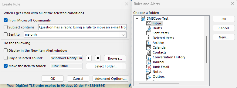 Using a rule to move an e-mail from my inbox to a shared mailbox - Microsoft Q&A