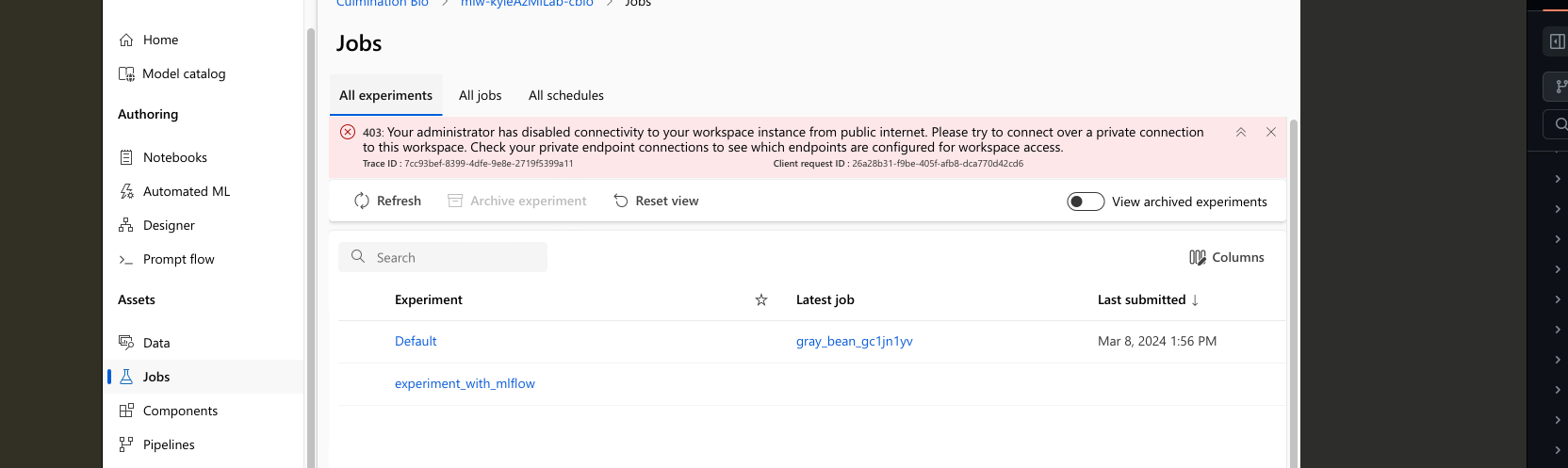 403 Error While Accessing Secure ML Workspace from Studio - Microsoft Q&A