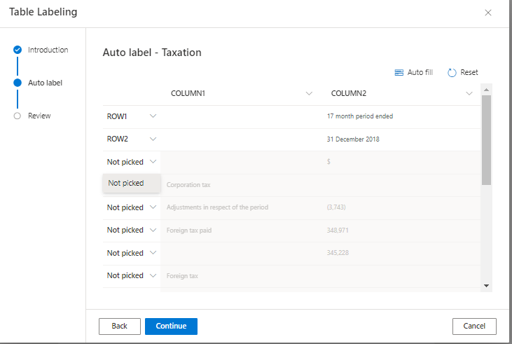 Auto label table in form recognizer - more than 2 rows/colums - Microsoft Q&A