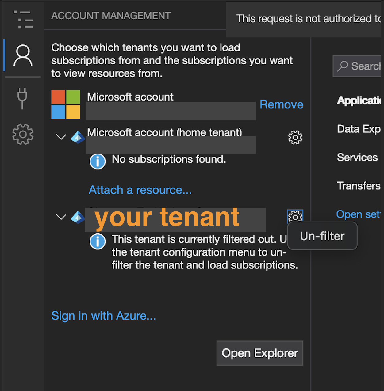 Azure Storage Explorer reauthenticate error when accessing my tenant - Microsoft Q&A