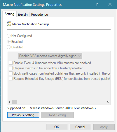 Office cloud policy - Macro notification settings - Microsoft Q&A