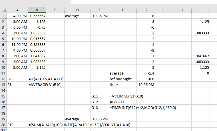 Need formula to get average start time based on a range of start times ...