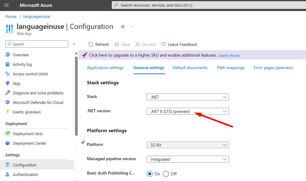 Running a NET8 web application in a WebApp - Microsoft Q&A
