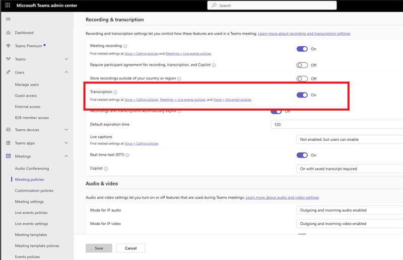 Start transcription not working without recording - Microsoft Q&A
