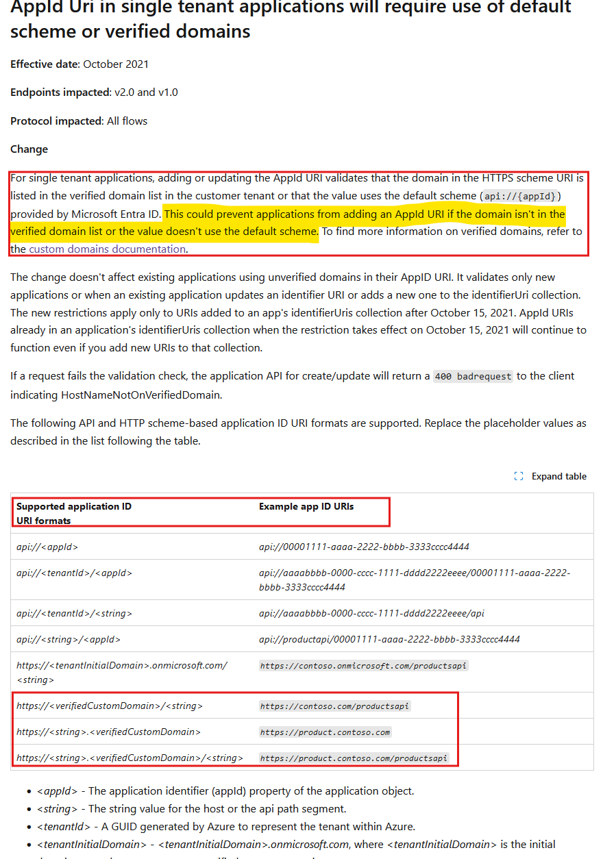 Error when trying to set up Application ID URI for Double Key Encryption - Microsoft Q&A
