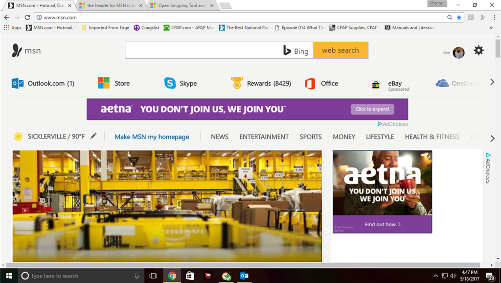 the header for MSN is too large. Is there a way to make it narrower so ...