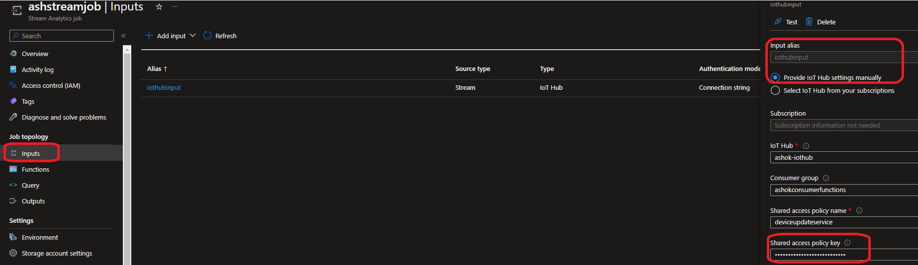 Connecting Streamanalytics to IoTHub - Microsoft Q&A