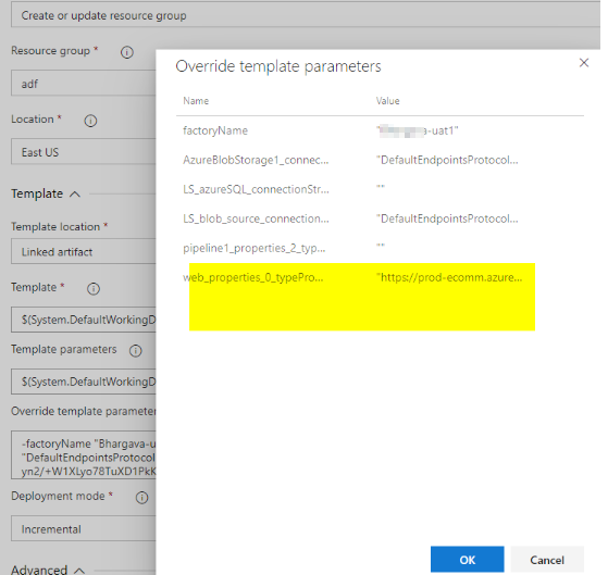 How can i Update URL on data factory - Microsoft Q&A