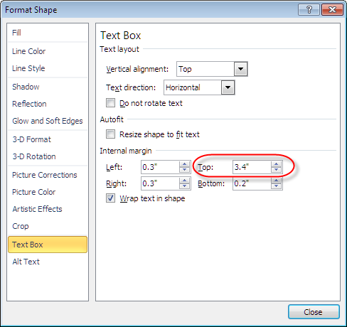 Word 2010: How do I change the default text position in a prebuilt ...