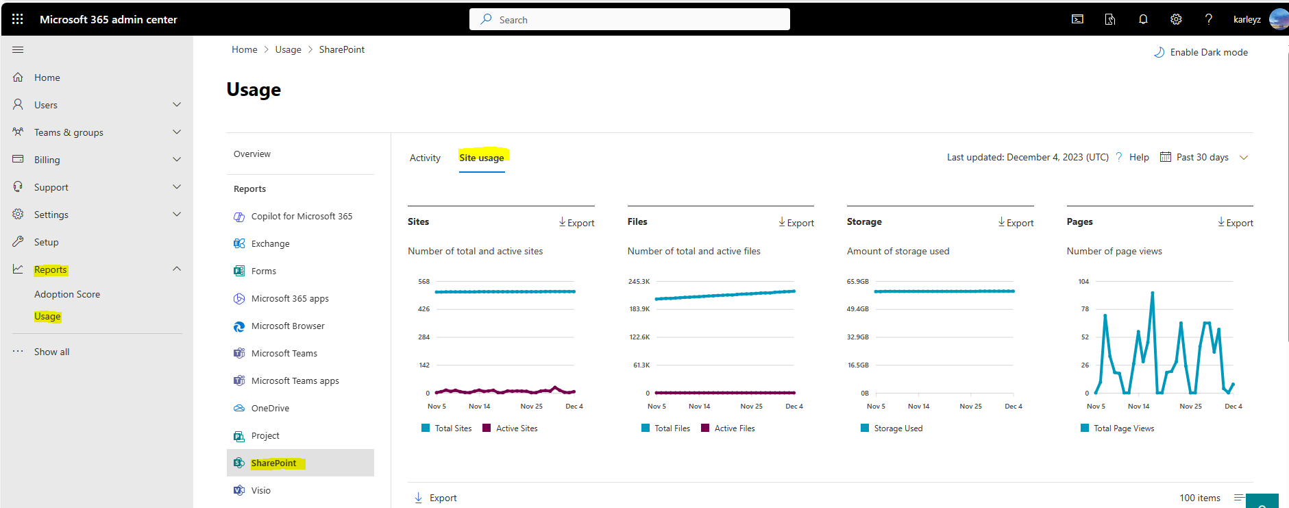 I want to create a report which shows our Storage Usage trends across ...