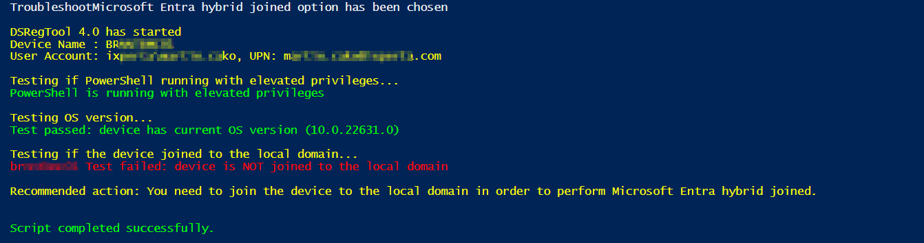 Entra Hybrid join error - Microsoft Q&A