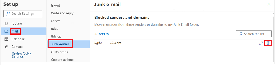 I have accidentally blocked an email sender and need to recover his ...