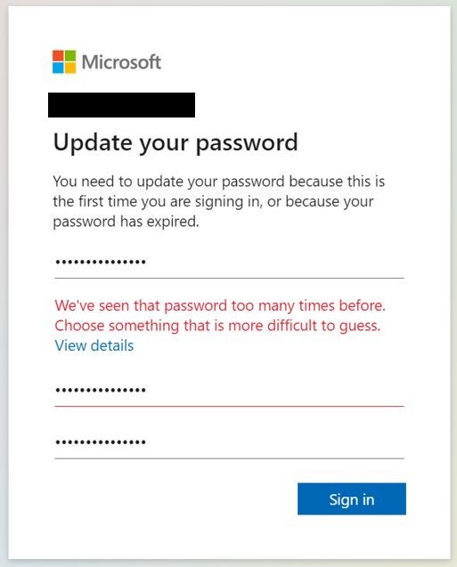 Password reset issue - "We've seen that password too many times before. Choose something that is ...