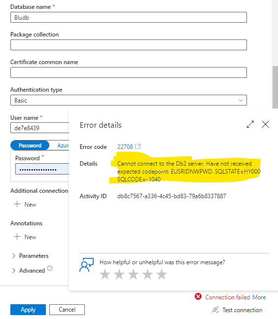 Linked services issue which connecting to OnPrim DB2 - Microsoft Q&A