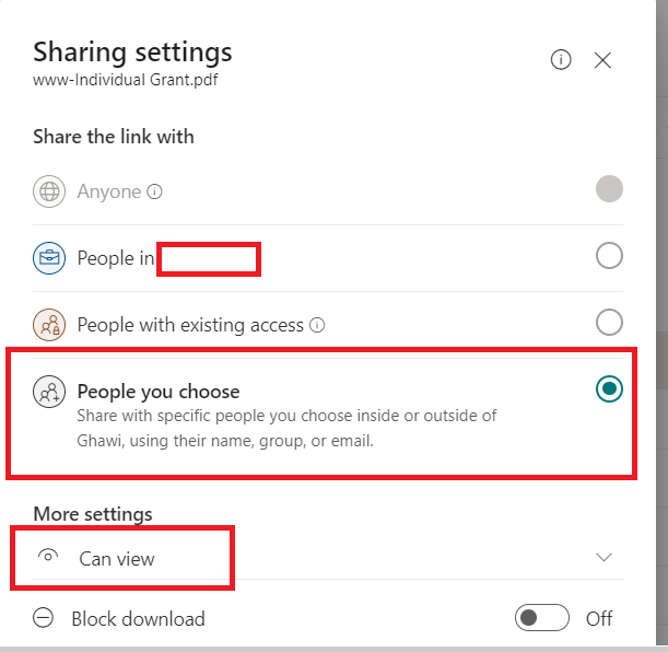 SharePoint API Request to Share a document using "People you choose" without sending a direct ...