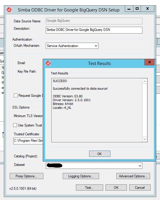 Azure Synapse Linked Service Error Connecting to Google BigQuery [HY000] (8701) - Microsoft Q&A