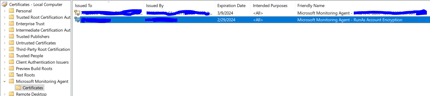 Azure VM Monitoring Agent uses Self Signed Certificate - Microsoft Q&A