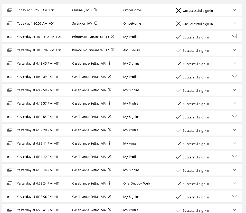 Recent sign-ins from other places - Microsoft Q&A