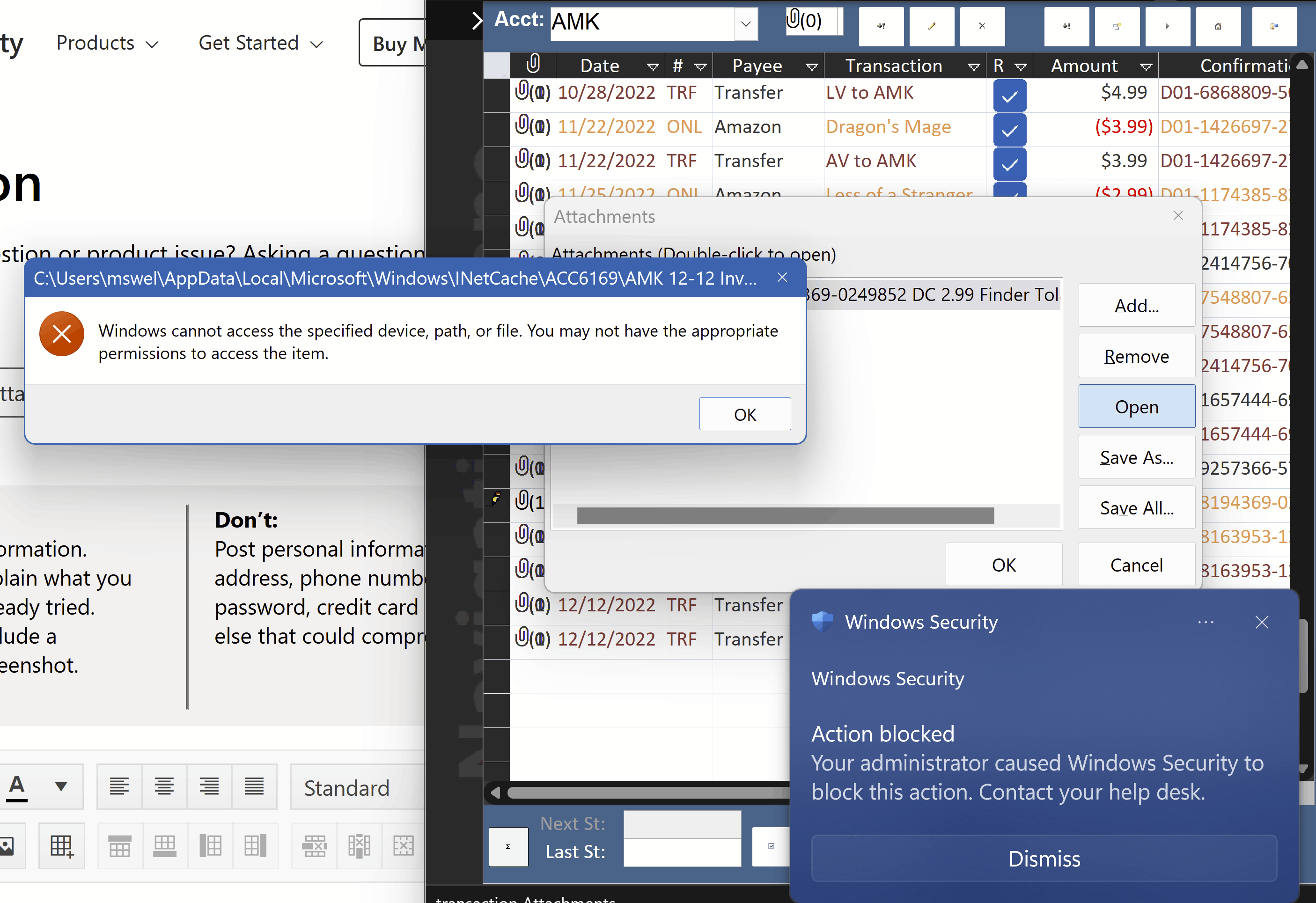 Microsoft Access now blocks opening my attached documents (PDFs ...