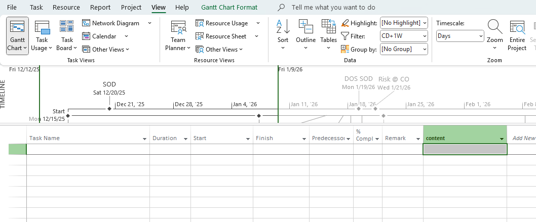 Microsoft Project Upcoming tasks Report-set filter for 2 weeks from ...