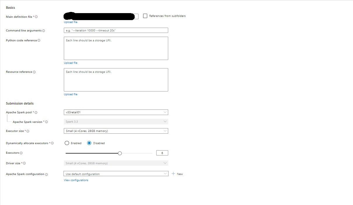 Changing the executor count in the Spark job definition configuration in Azure Synapse Analytics ...