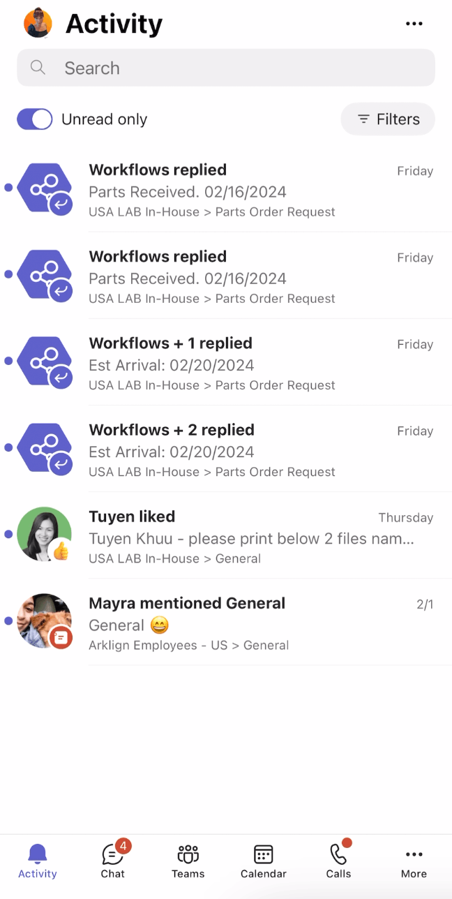Microsoft Teams App: When I click on one unread message and then go back all of the unread ...