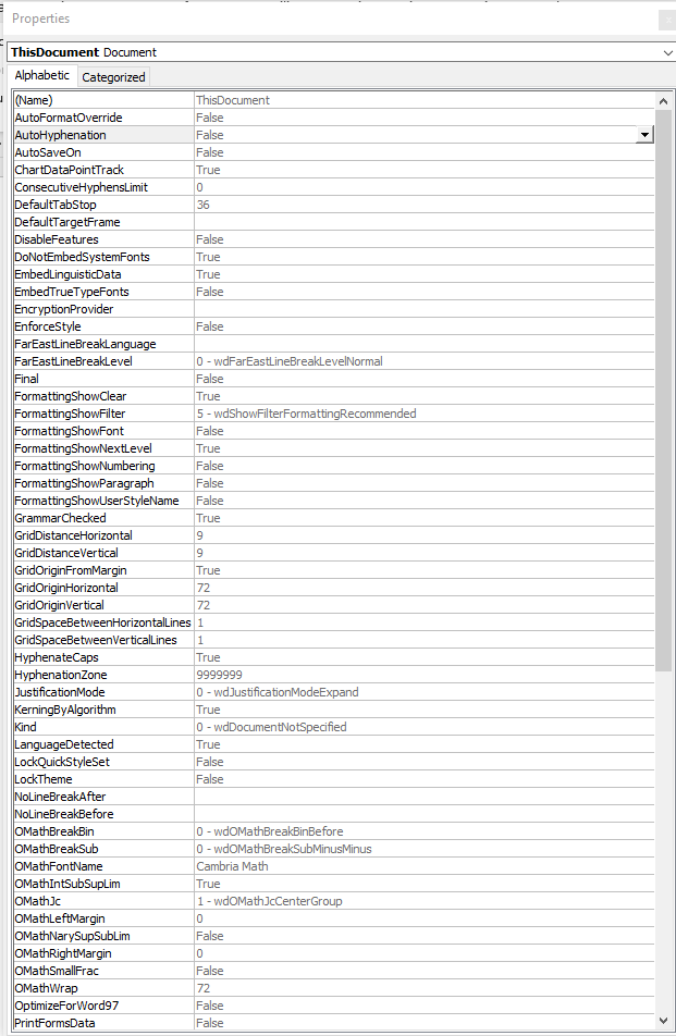 Document Properties viewable when in Design Mode in Word - What is the ...