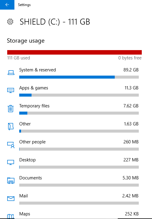 Windows 10 takes 111 GB !!!!! - Microsoft Q&A