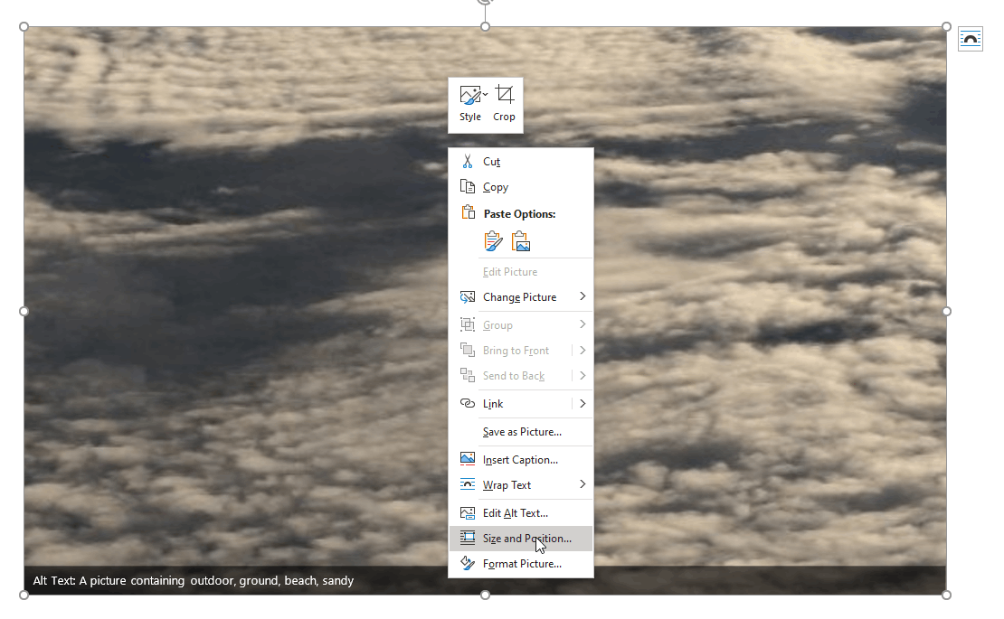 Re-size pictures at Word 2019 returns with message "Word encountered a ...