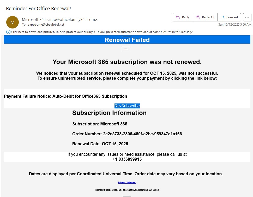 Fraudulent email pretending to be Microsoft - Microsoft Q&A