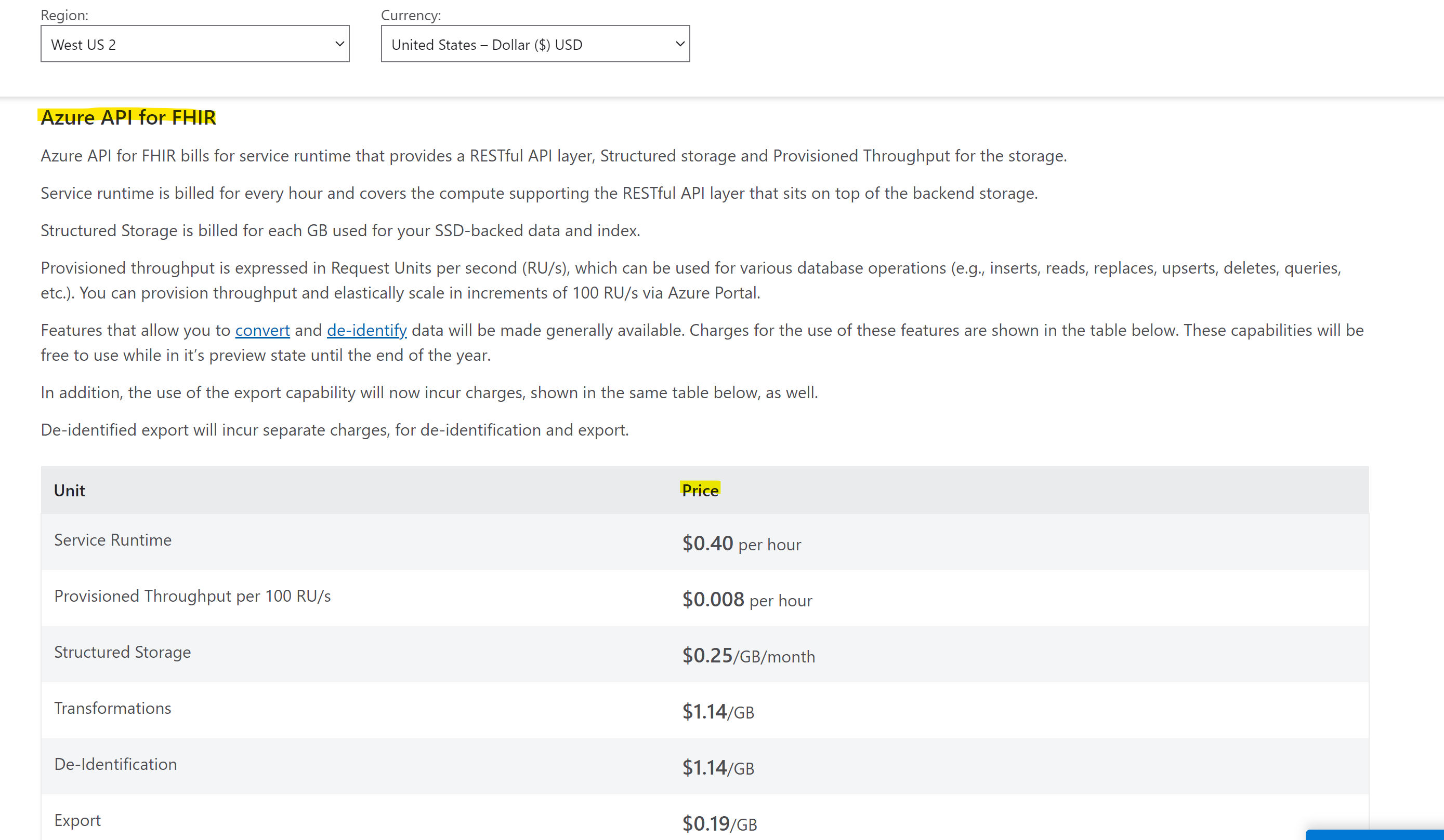 How to find the Pricing details of Azure FHIR Server - Microsoft Q&A