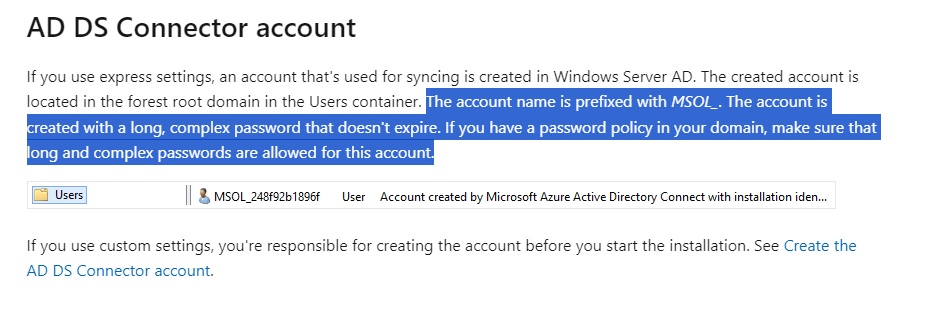 ADSync -- MSOL_xxxxxx | Change password and apply AD Password Policy ...