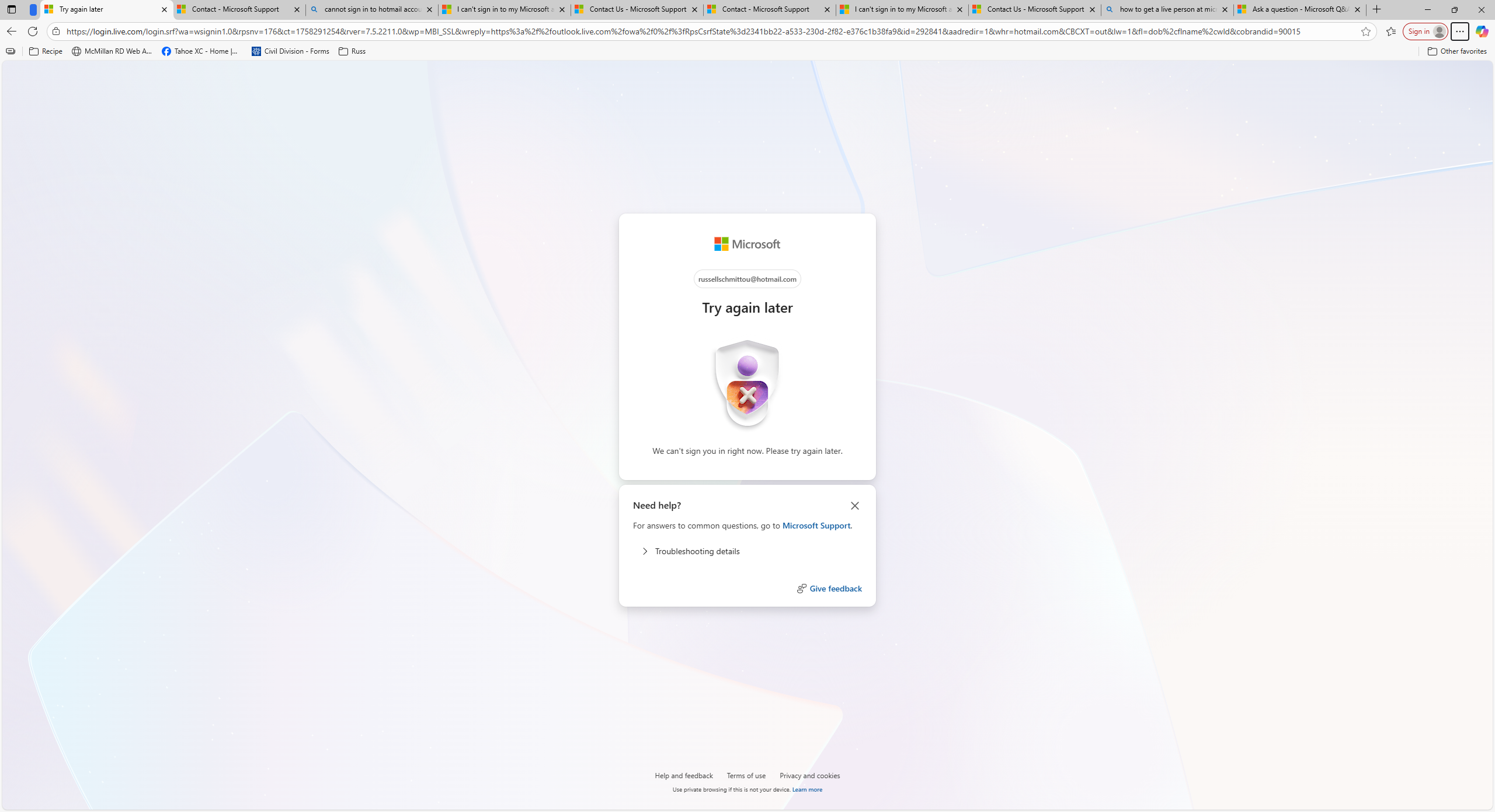 I cannot log into my hotmail account - Microsoft Q&A