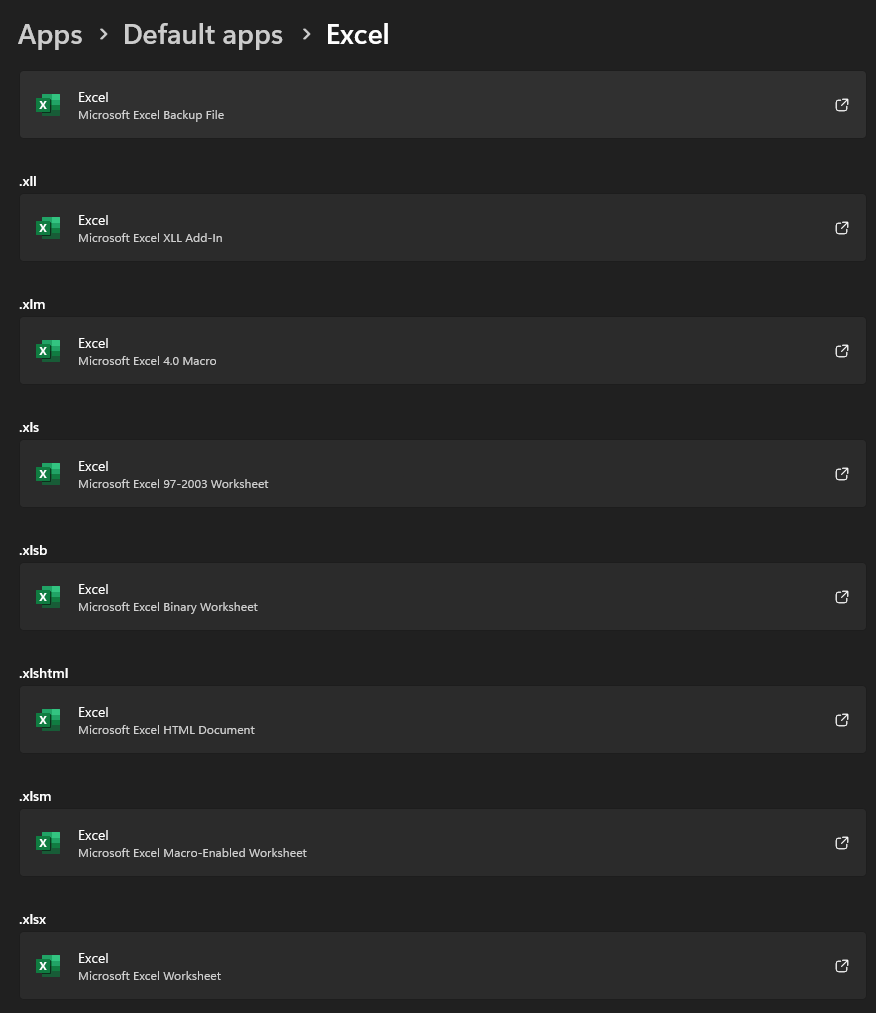 Always asked what app to open Excel files with even though Excel is ...