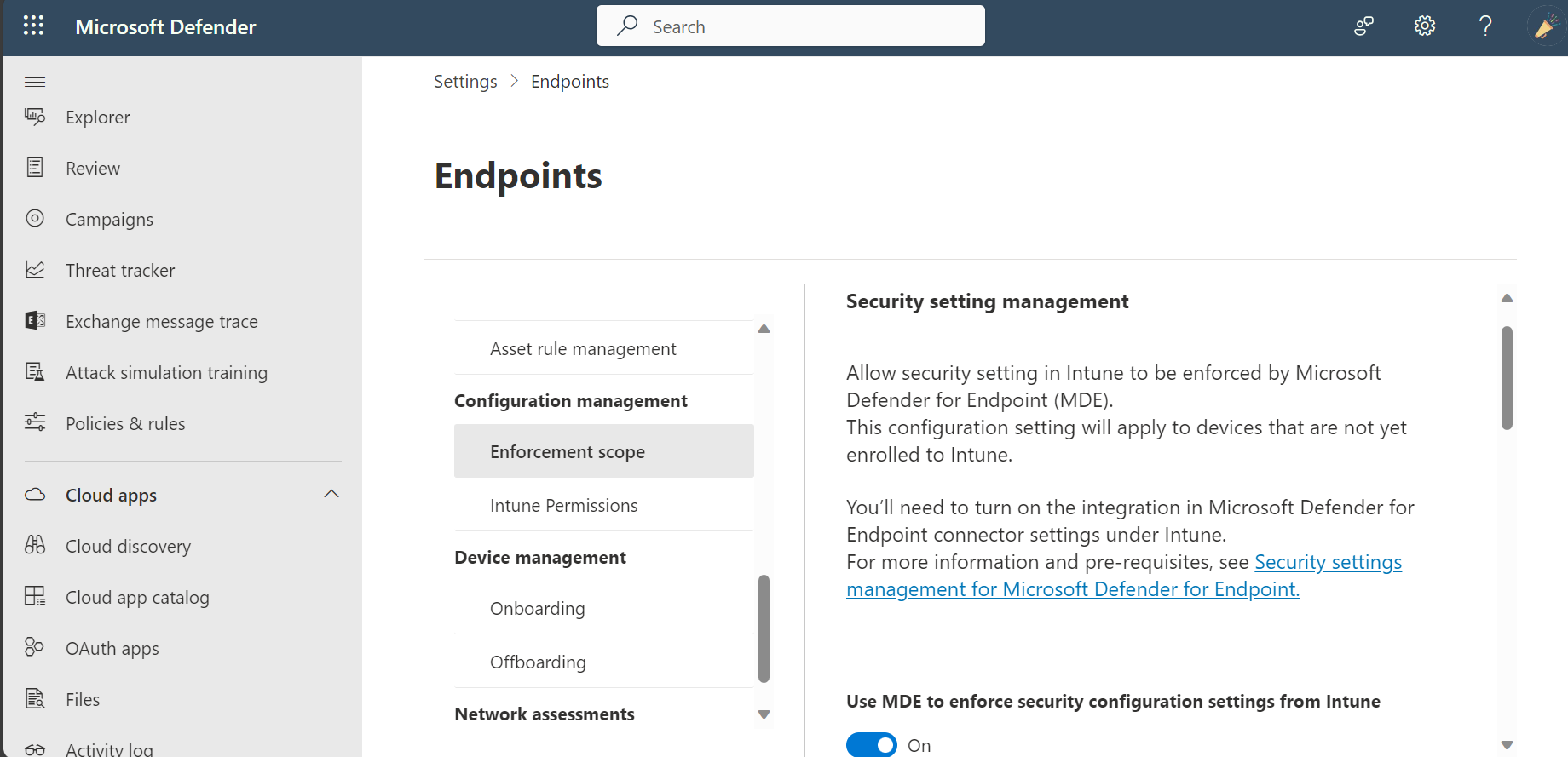 defender for endpoint settings - Microsoft Q&A