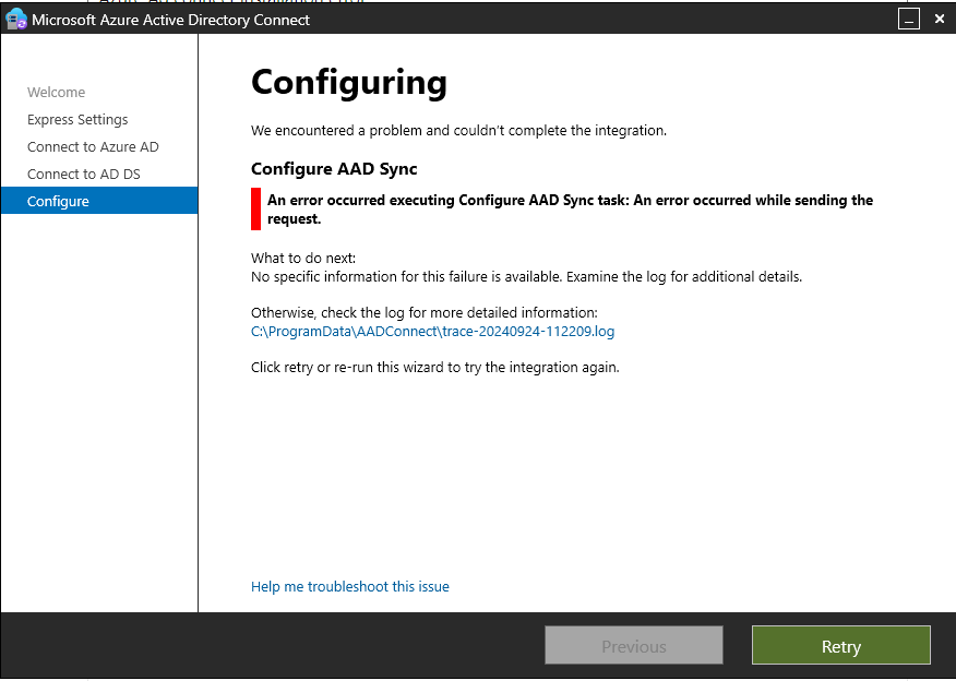 Azure Ad Connect Installation Error Microsoft Qanda
