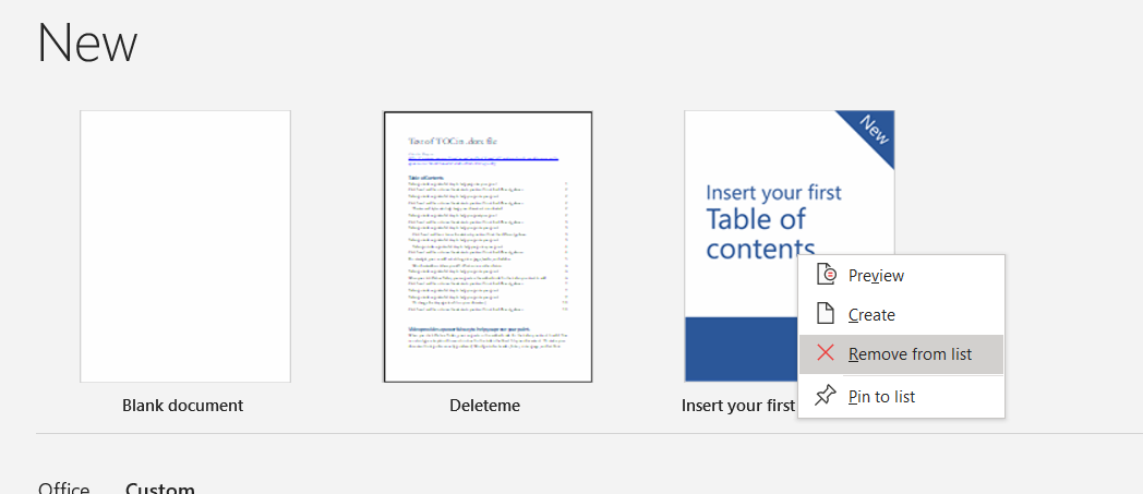 Microsoft Word suggested template will not go away - Microsoft Q&A
