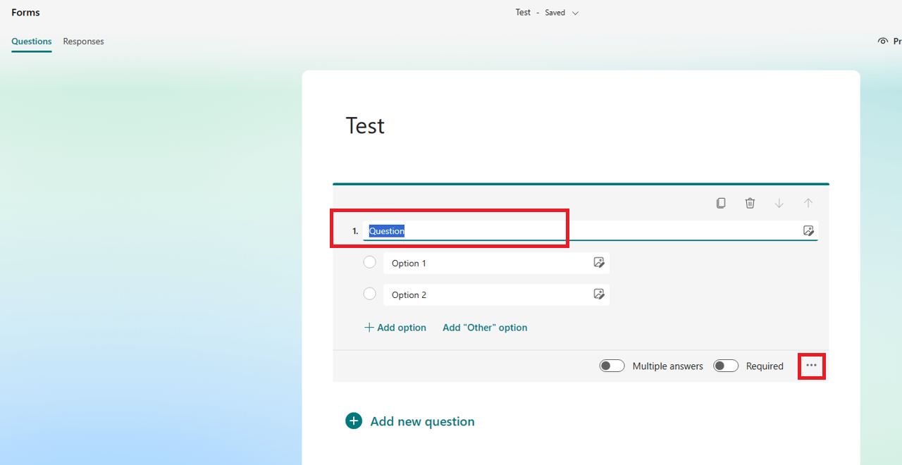 When clicking on the ellipsis on microsoft forms after creating a ...