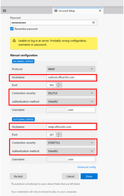 Thunderbird can receive but not send email via 365 - Microsoft Q&A