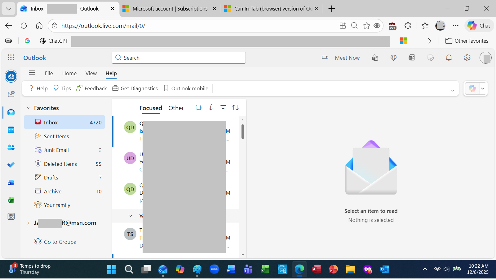 Can In-Tab (browser) version of Outlook use multiple email boxes ...