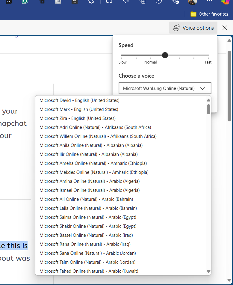 Missing natural voices on Microsoft Edge text to speech - Microsoft Q&A
