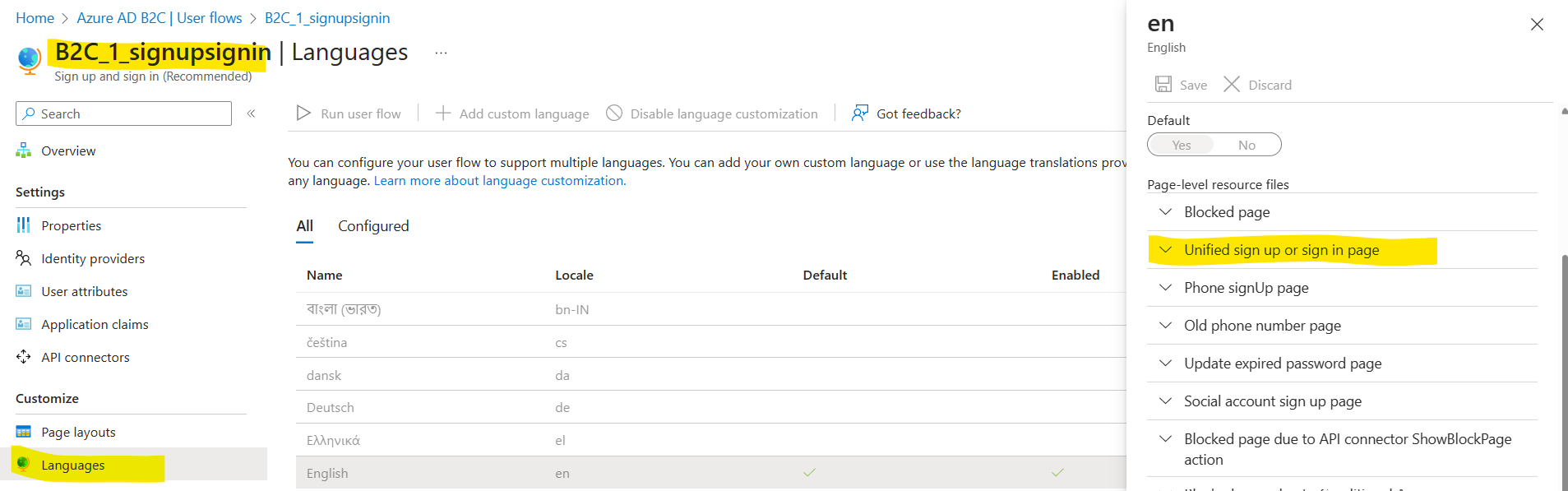 Cannot change "UserMessageIfClaimsPrincipalDoesNotExist" in Sign up and ...