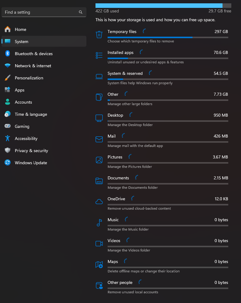 High storage temporary files in Windows 11 - Microsoft Q&A
