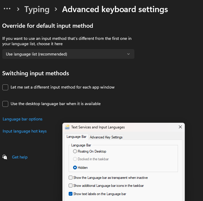 Windows 11 Language bar floating on top of full screen games ...
