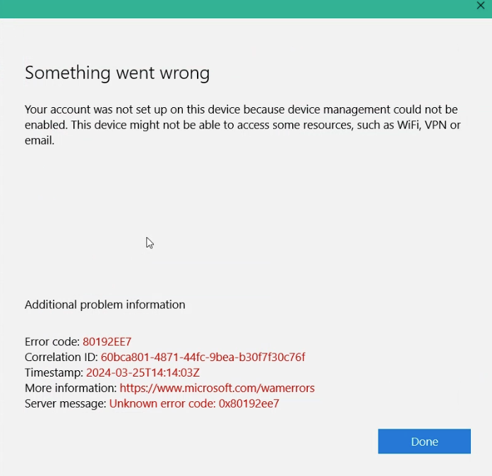 Have a Volunteer that needs to Company Portal enrol their machine ...