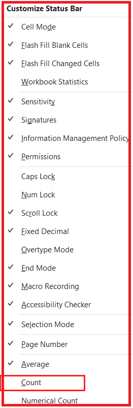 Count Indicator not showing in Excel status bar - Microsoft Q&A