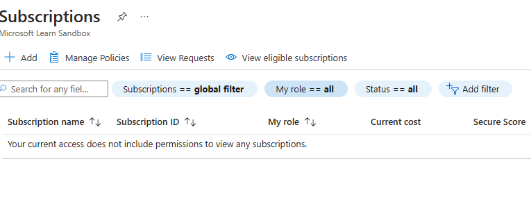 No subscription found in Microsoft Azure - Microsoft Q&A