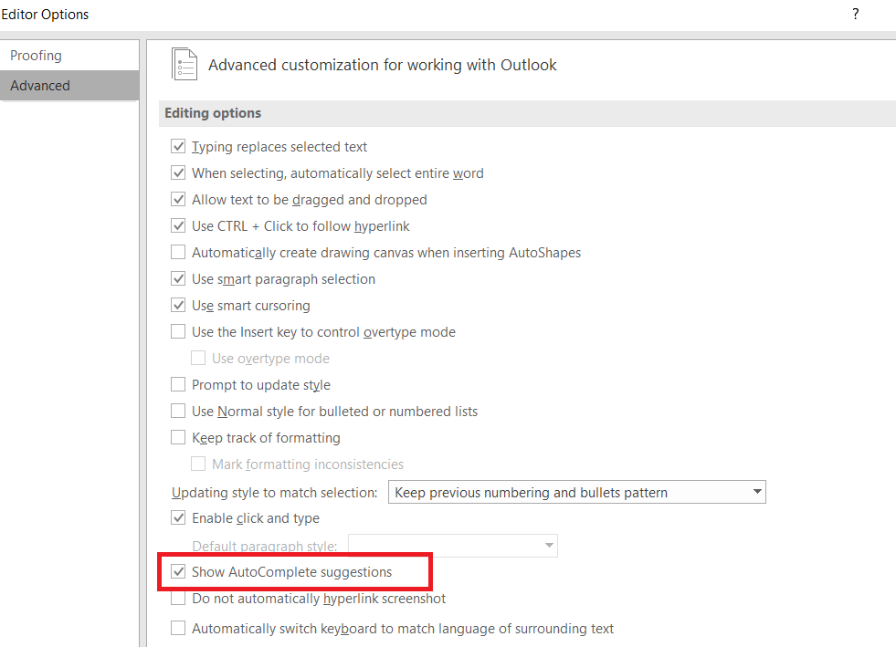 Turning off autocomplete in outlook - Microsoft Q&A