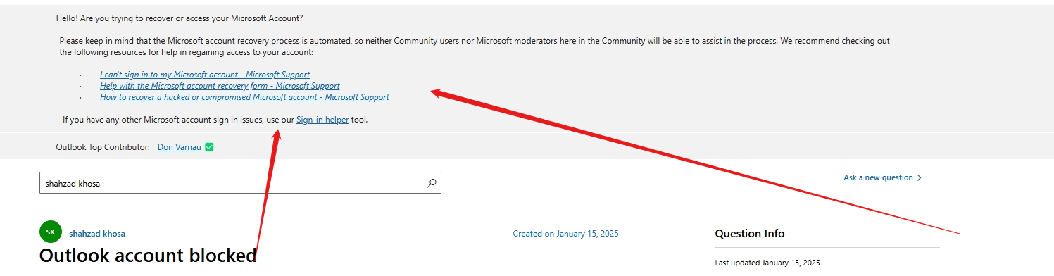 Outlook account blocked - Microsoft Q&A