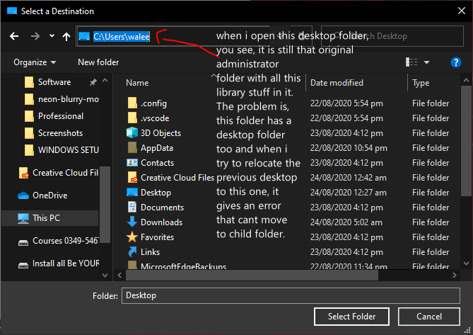 I accidently moved the desktop folders location to my user profile ...
